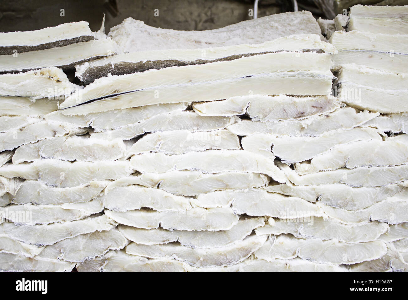 Salted cod fish shop, food and sale Stock Photo - Alamy