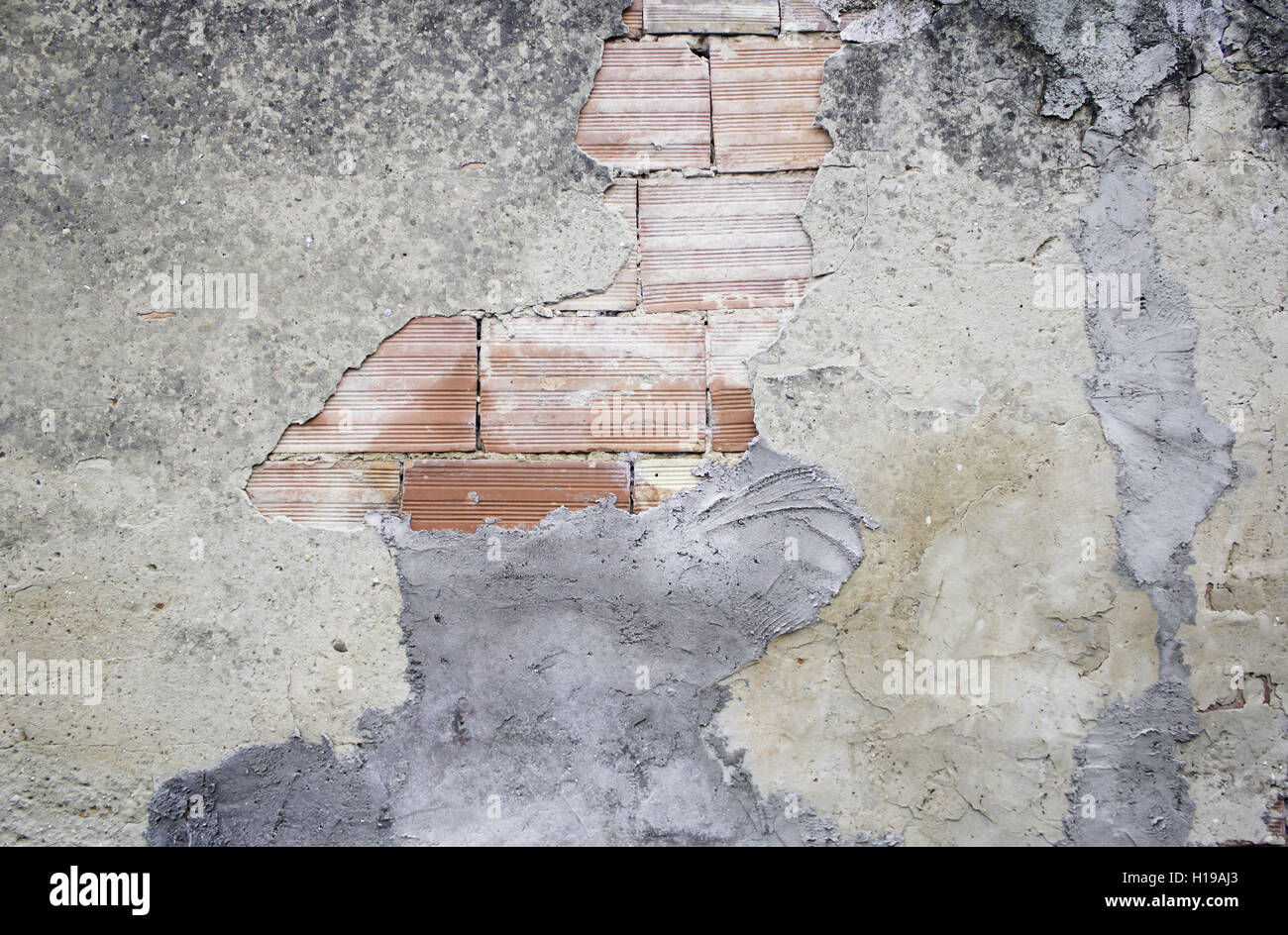 Gray wall destroyed old house construction Stock Photo - Alamy