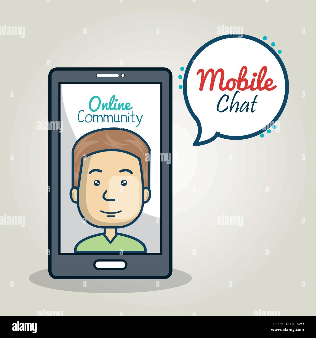 cartoon smartphone man mobile chat graphic Stock Vector Image & Art - Alamy