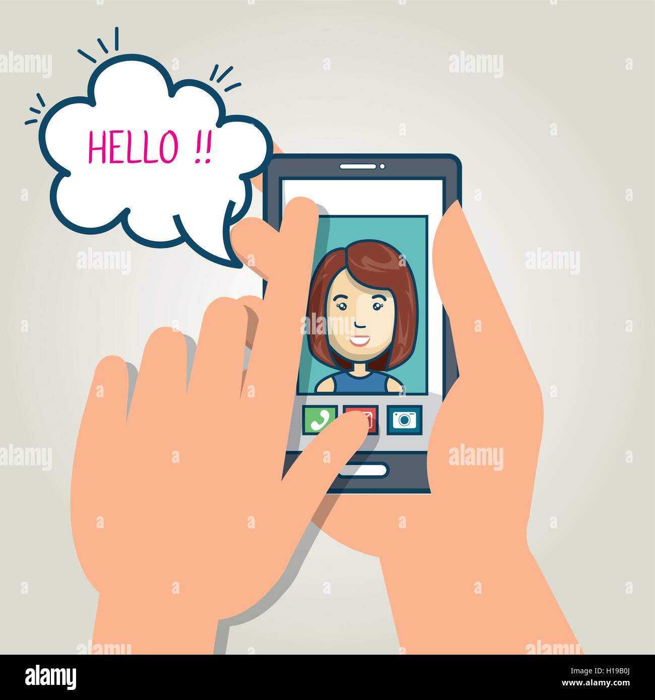 cartoon smartphone hand holding mobile chat graphic Stock Vector Image ...