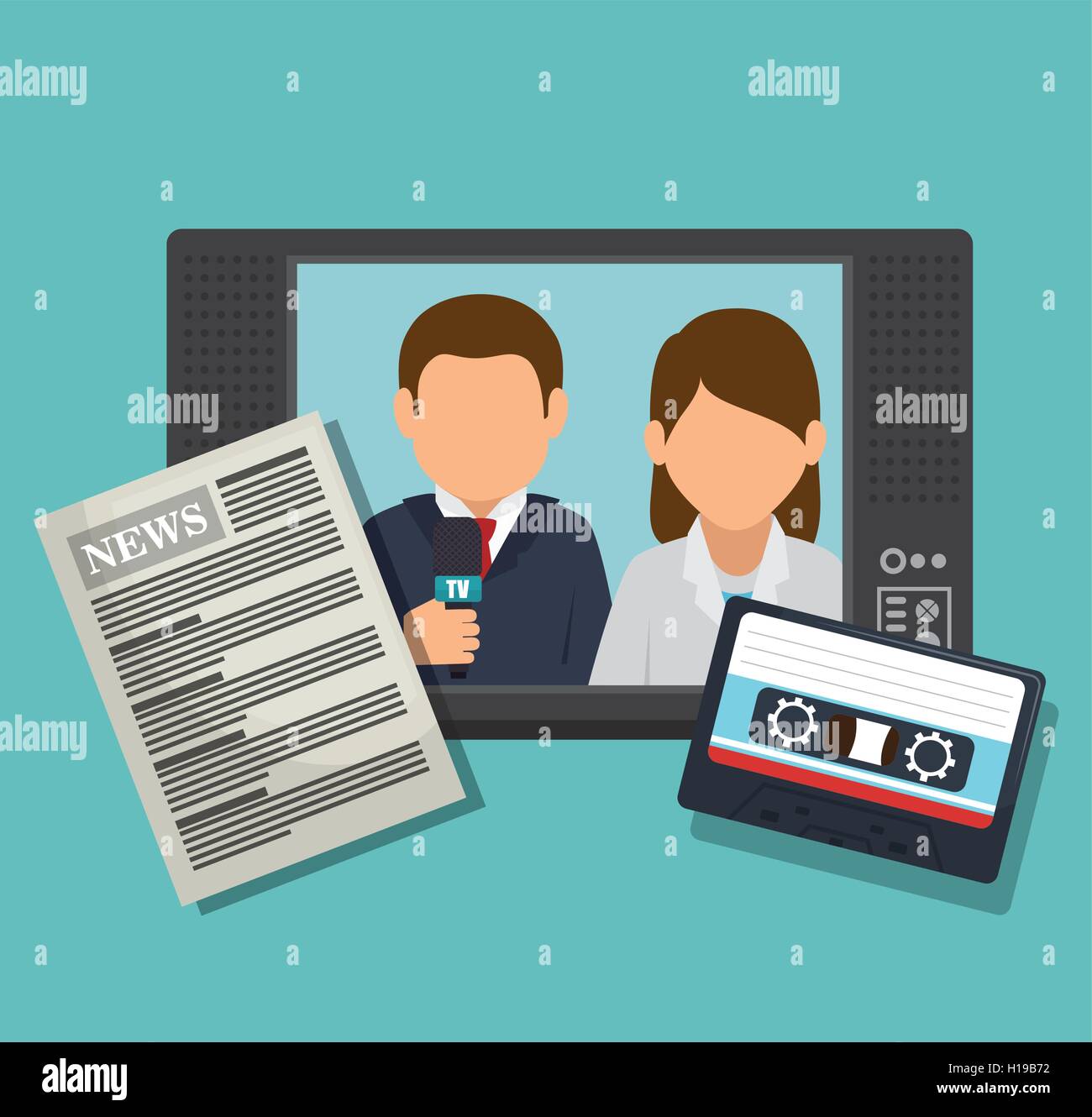 tv news reporter cassette paper graphic Stock Vector Image & Art - Alamy