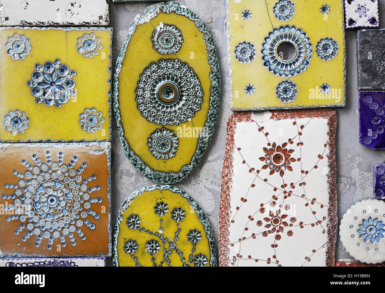 Lisbon tile colors in urban facade decoration Stock Photo - Alamy