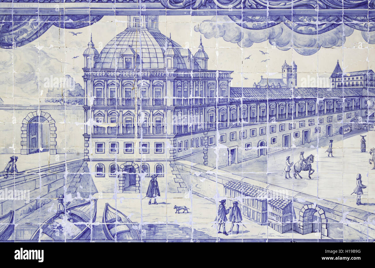 Lisbon tile colors in urban facade decoration Stock Photo - Alamy