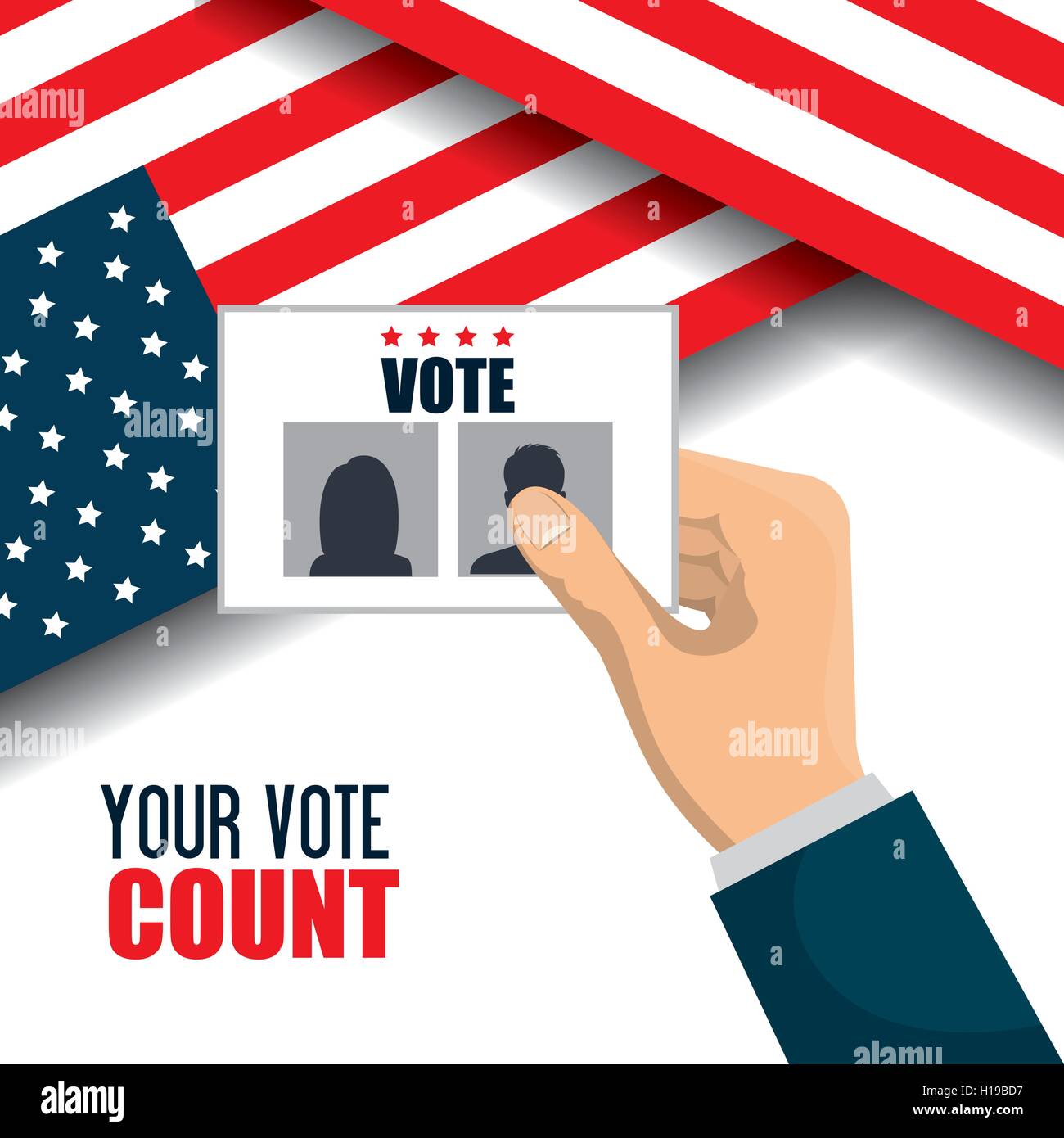 hand hold flag ballot voting usa election graphic Stock Vector Image ...
