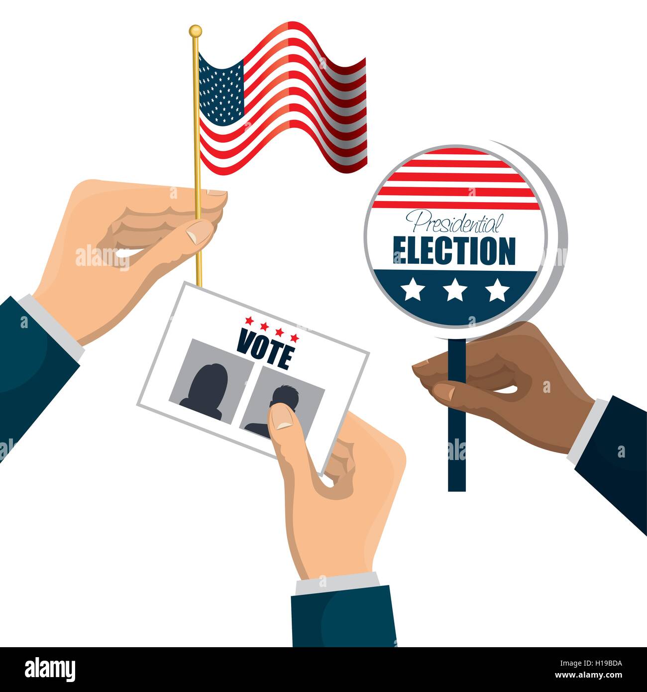 hand hold flag ballot voting usa election graphic Stock Vector Image ...