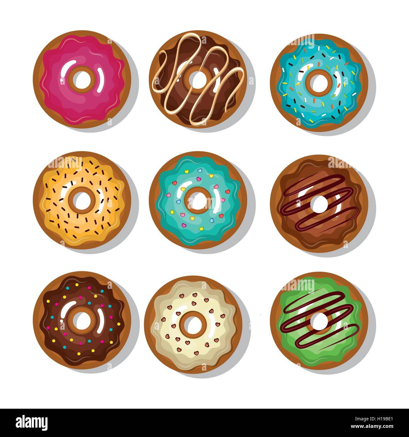 donuts collection dessert isolated graphic Stock Vector Image & Art - Alamy