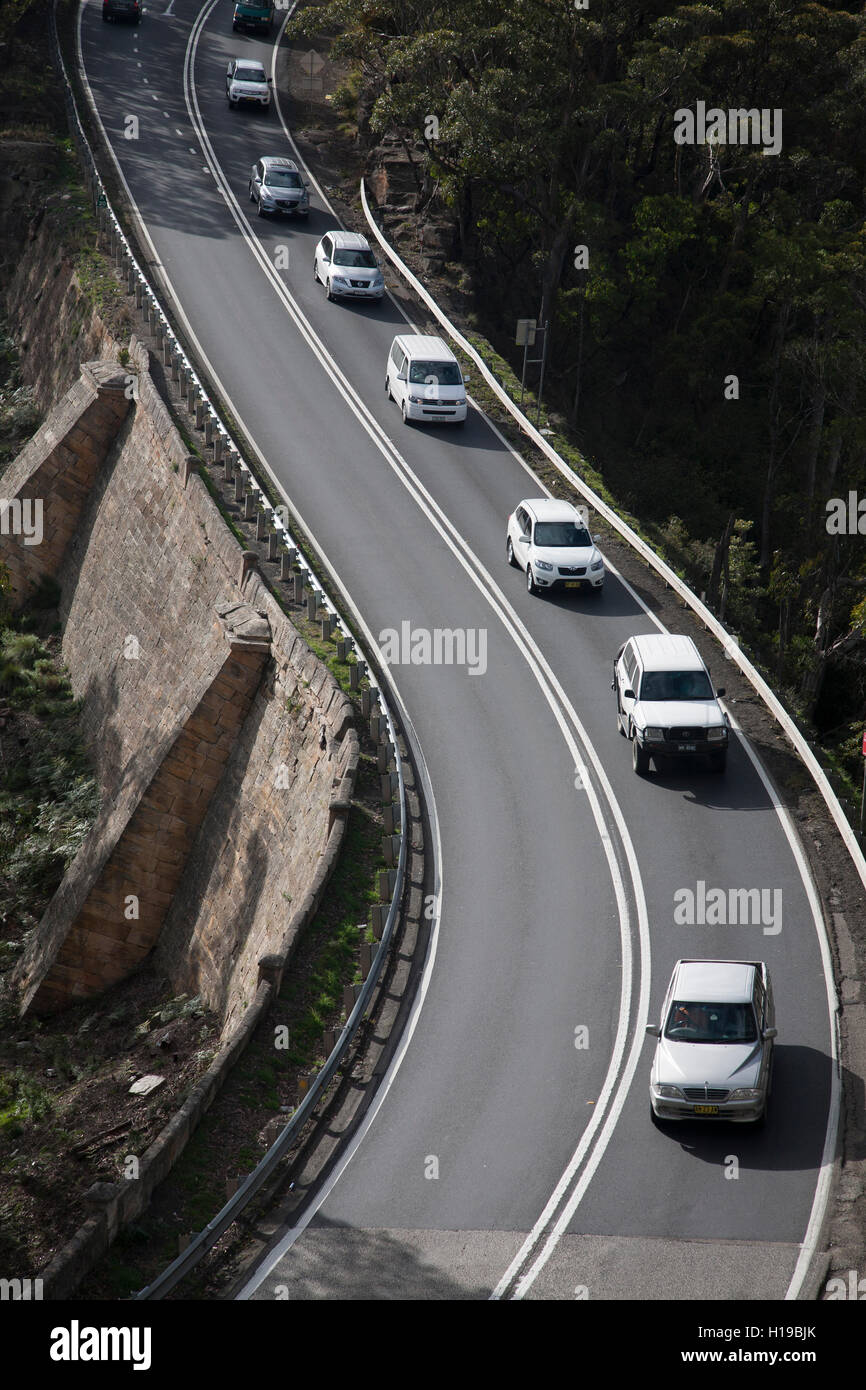 Heavy traffic on the great Western Highway passing over the convict ...