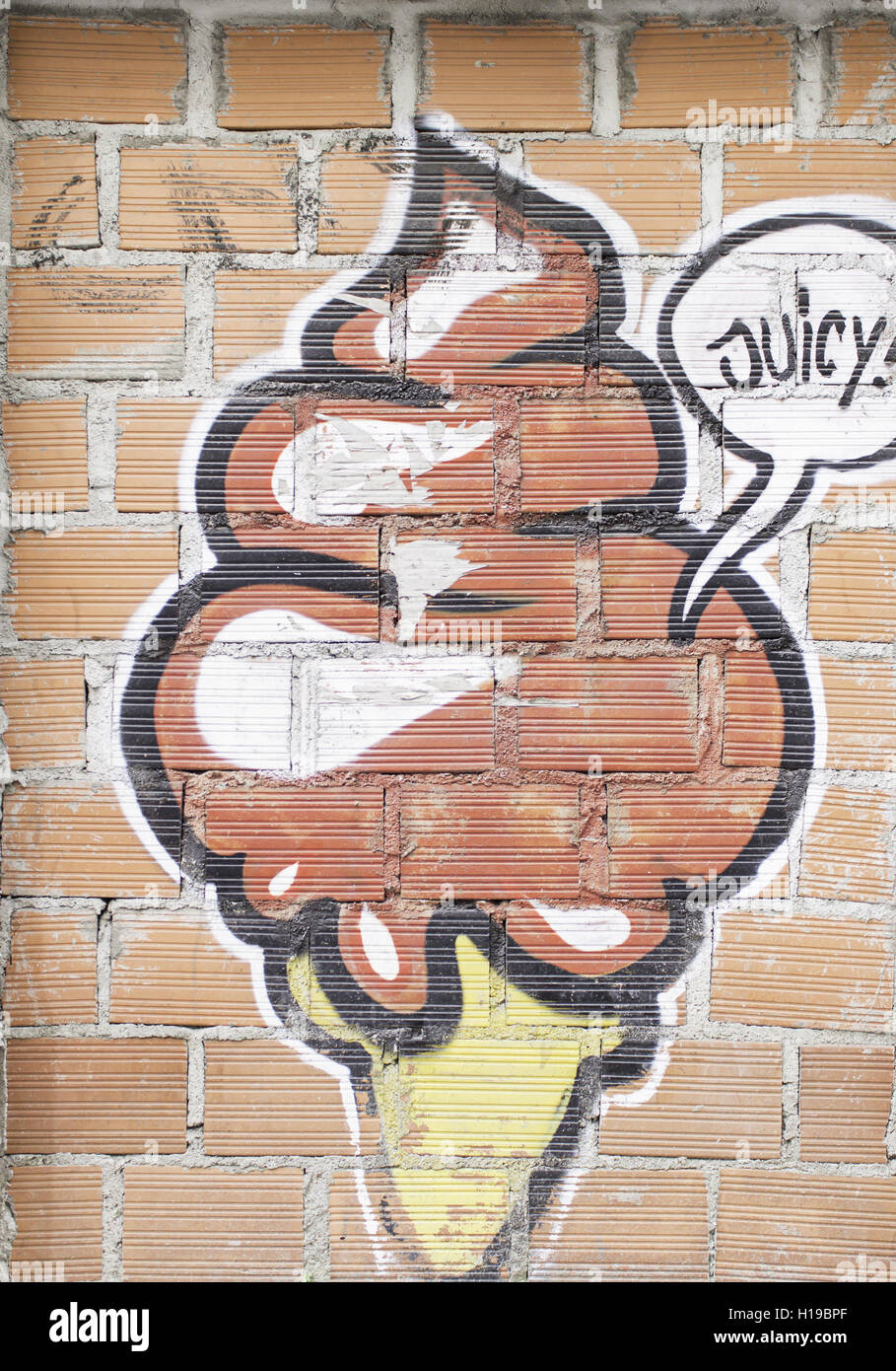 Ice cream cone in urban wall graffiti Stock Photo - Alamy