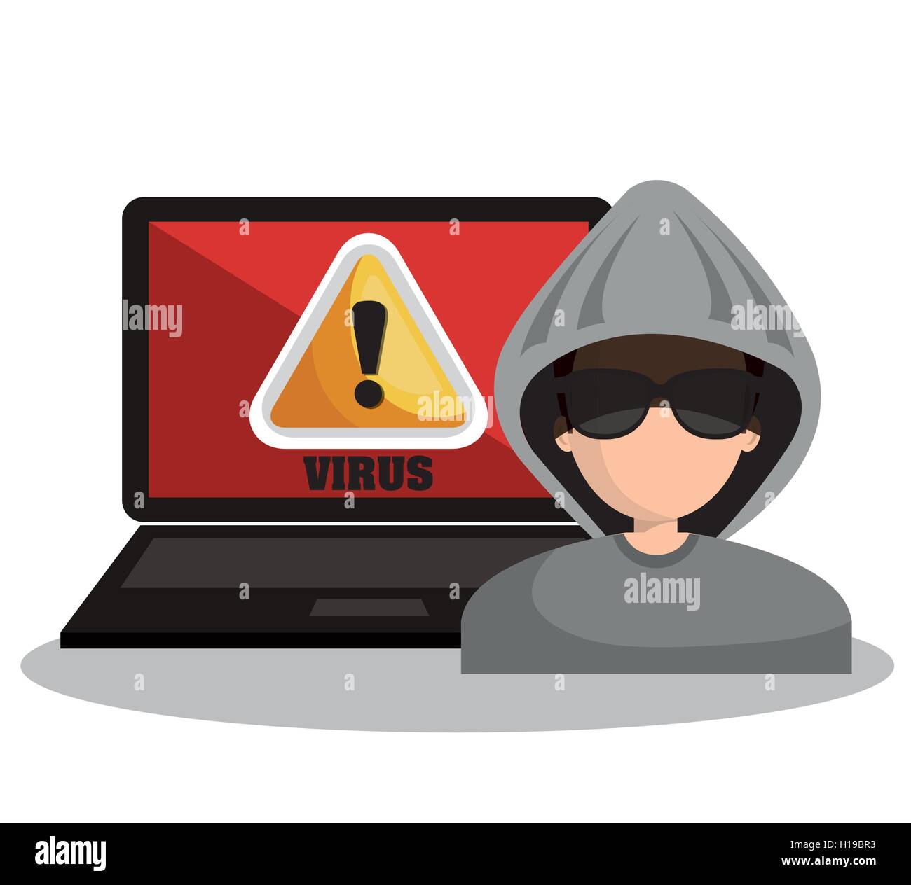 warning virus hacker laptop graphic Stock Vector Image & Art - Alamy