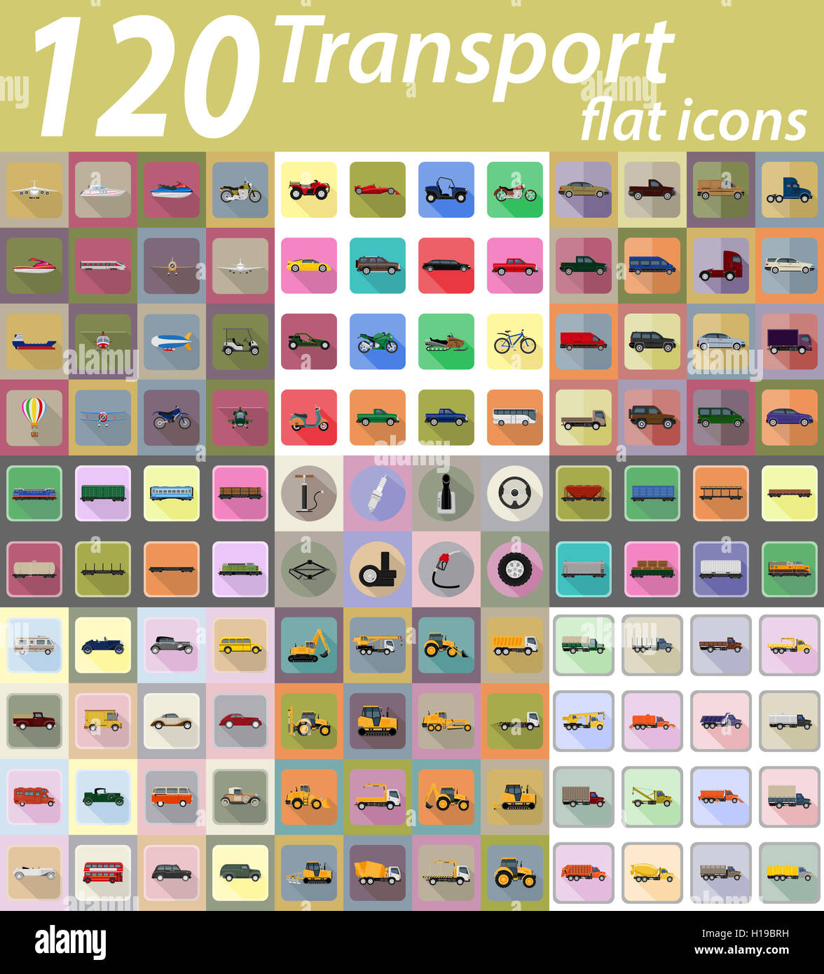 transport flat icons illustration isolated on background Stock Photo ...