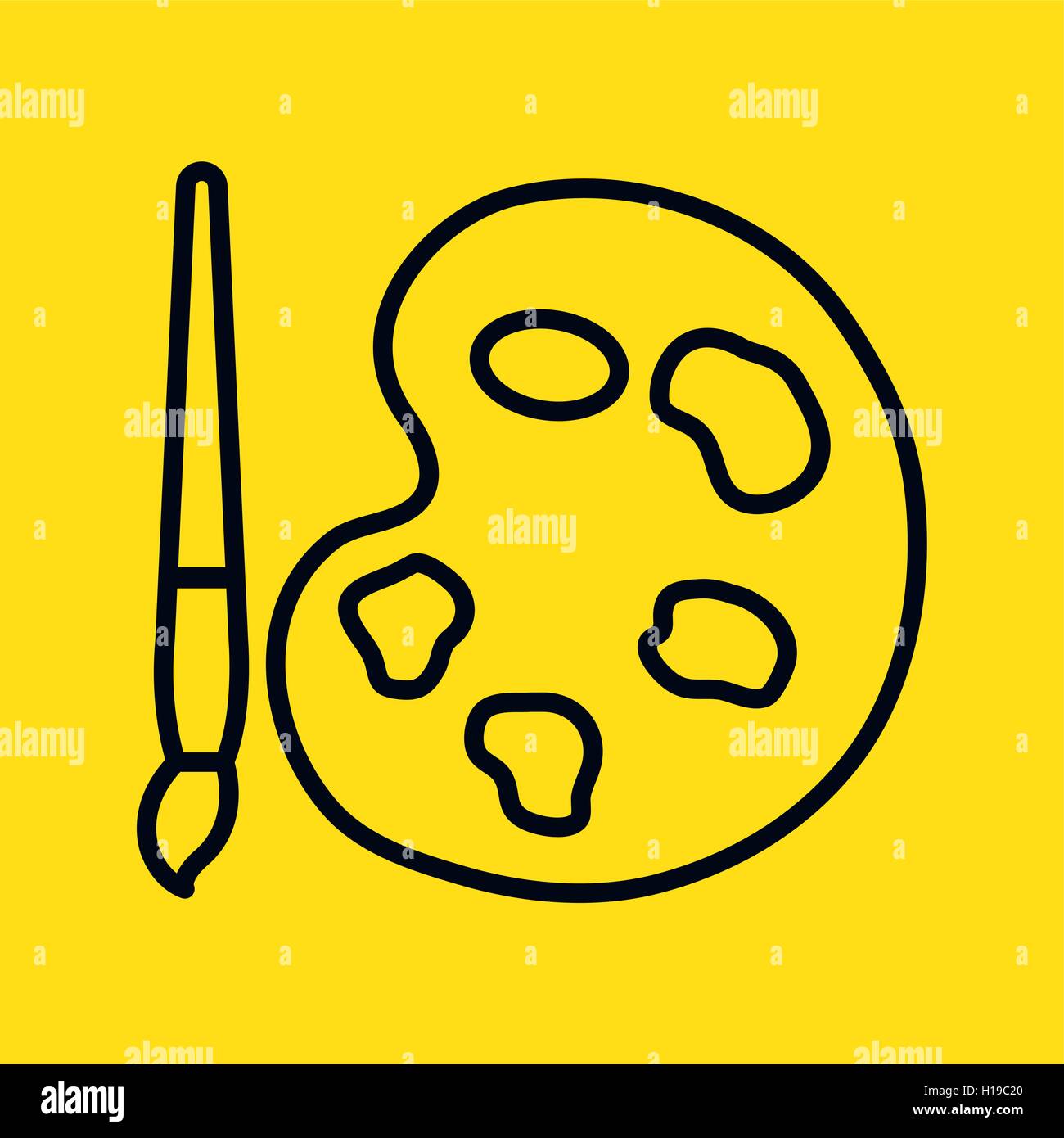 cartoon pallette paint color brush isolated graphic Stock Vector Image ...