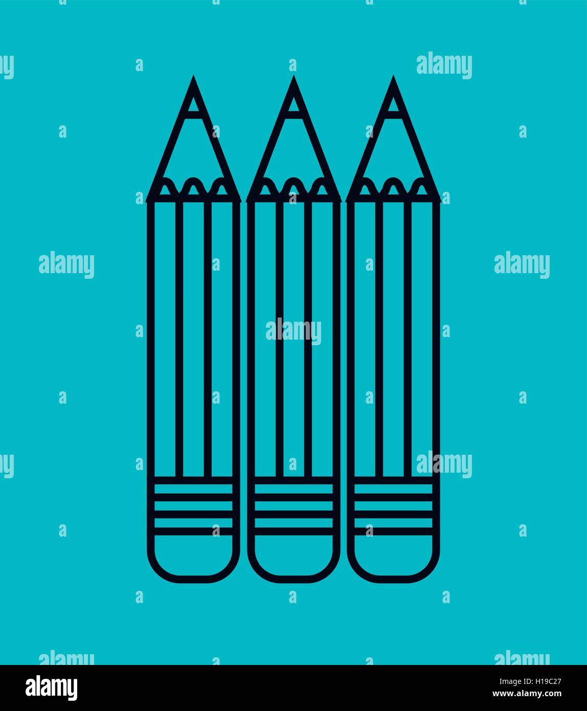cartoon three pencil school design Stock Vector Image & Art - Alamy
