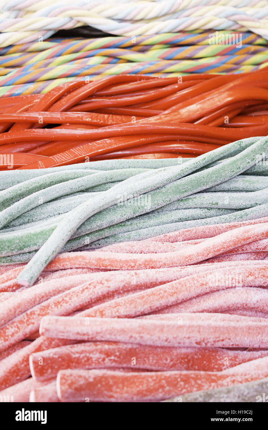 Licorice with different colored sugar, candy Stock Photo - Alamy
