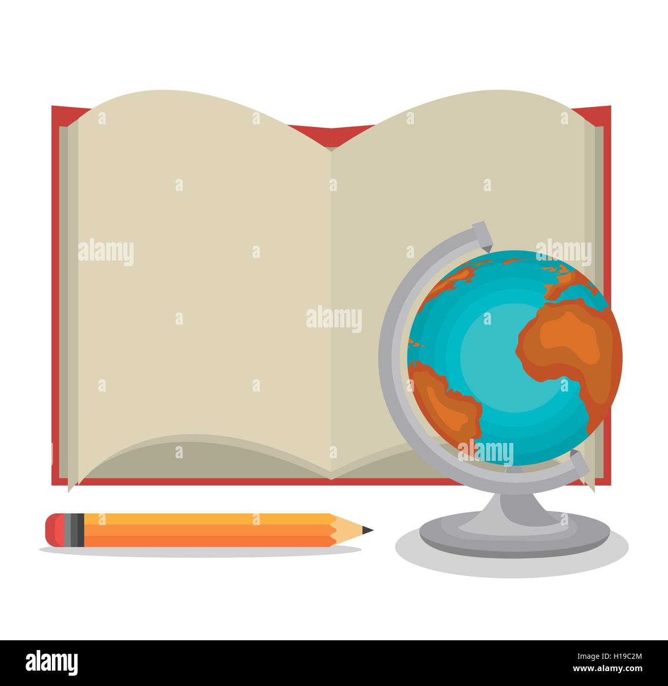 cartoon book open globe pencil design Stock Vector Image & Art - Alamy
