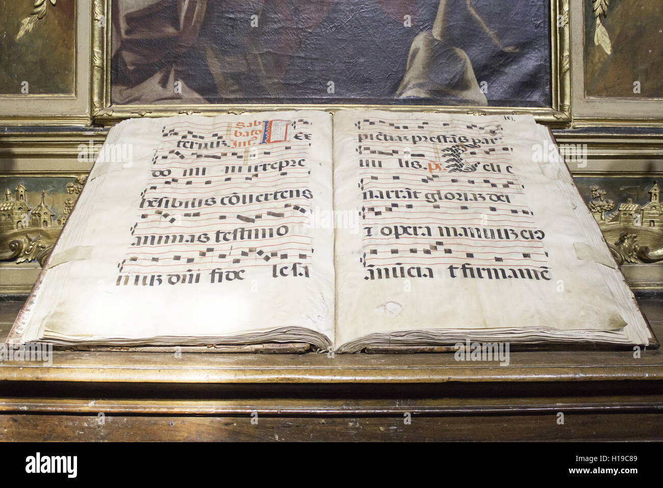 Open old religious book music, history Stock Photo - Alamy