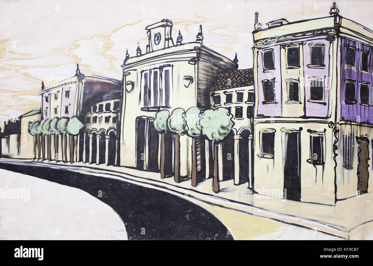 Graffiti Urban street with buildings, art and culture Stock Photo - Alamy