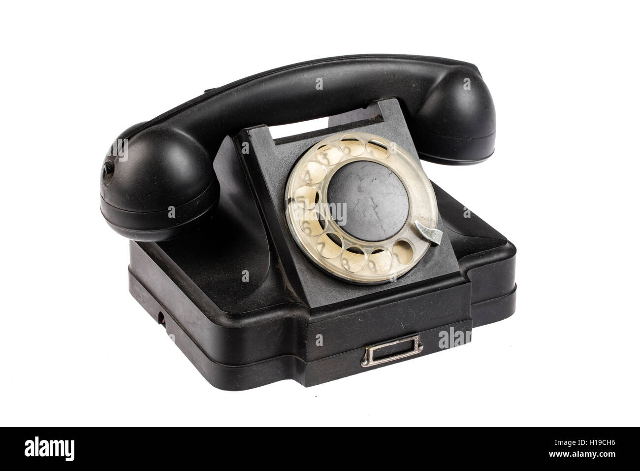 Old phone on an isolated studio white background Stock Photo - Alamy
