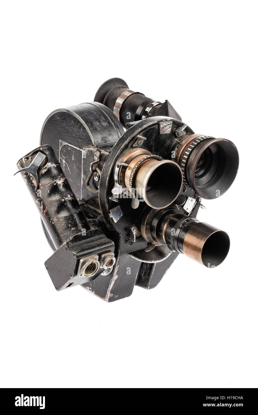 Old motion picture camera on an isolated studio white background Stock ...