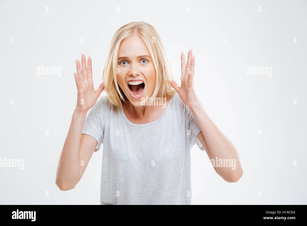 Beautiful blonde girl scream hi-res stock photography and images - Alamy