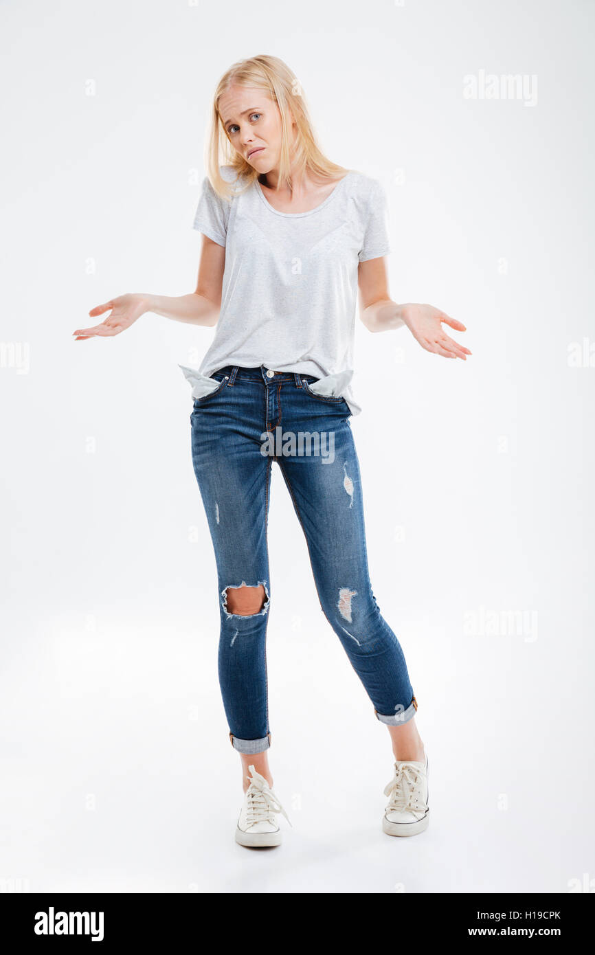 Woman with empty pockets hi-res stock photography and images - Alamy