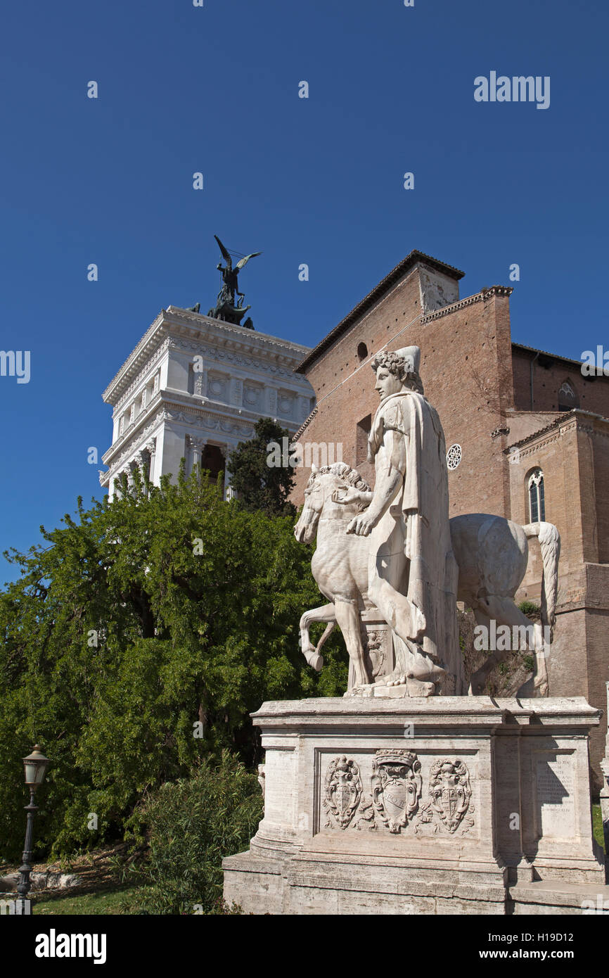 Statue of Pollux at the top of the Cordonata staircase in Rome Stock ...