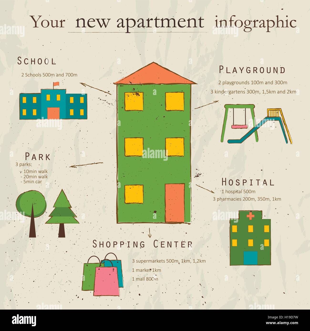 Infographic with information about new apartment Stock Vector Image ...