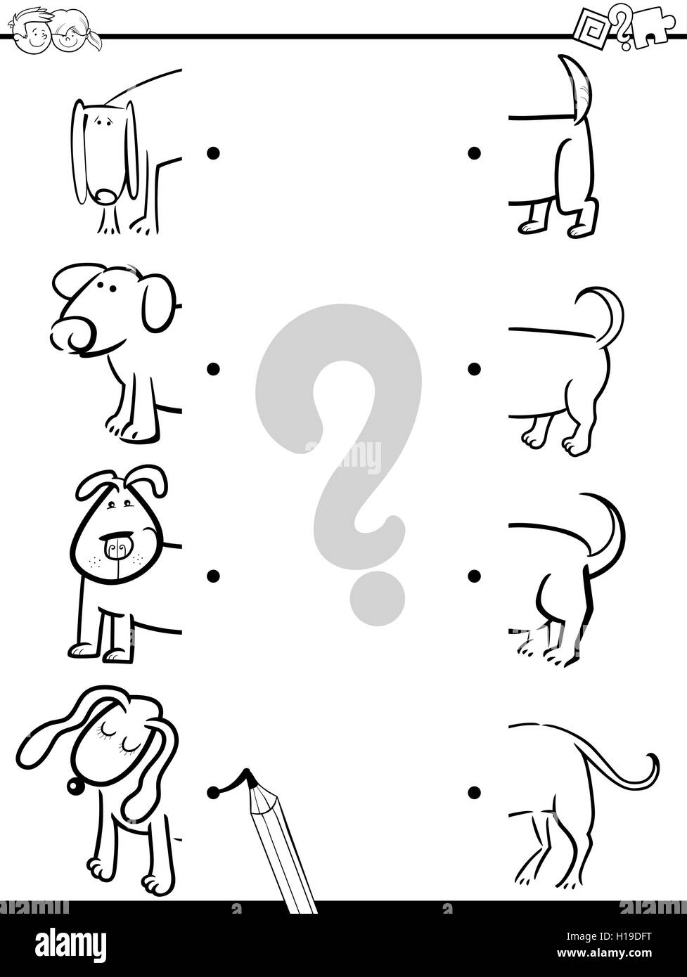 Black and White Cartoon Illustration of Preschool Education Activity of ...