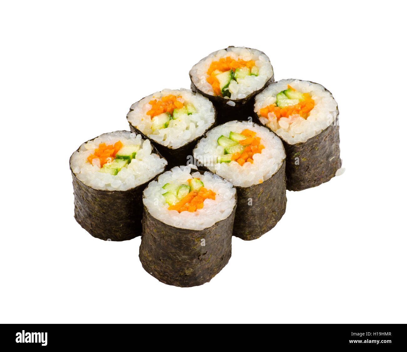 set traditional japanese rolls, isolated on white background Stock ...