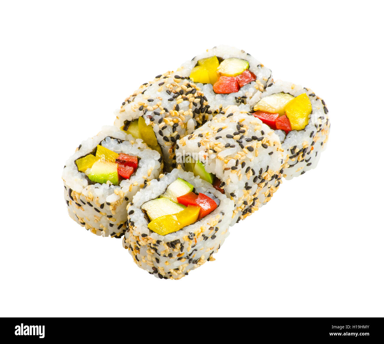 set traditional japanese rolls, isolated on white background Stock ...