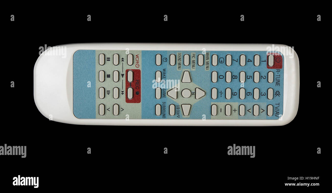 TV remote control isolated on black background Stock Photo - Alamy