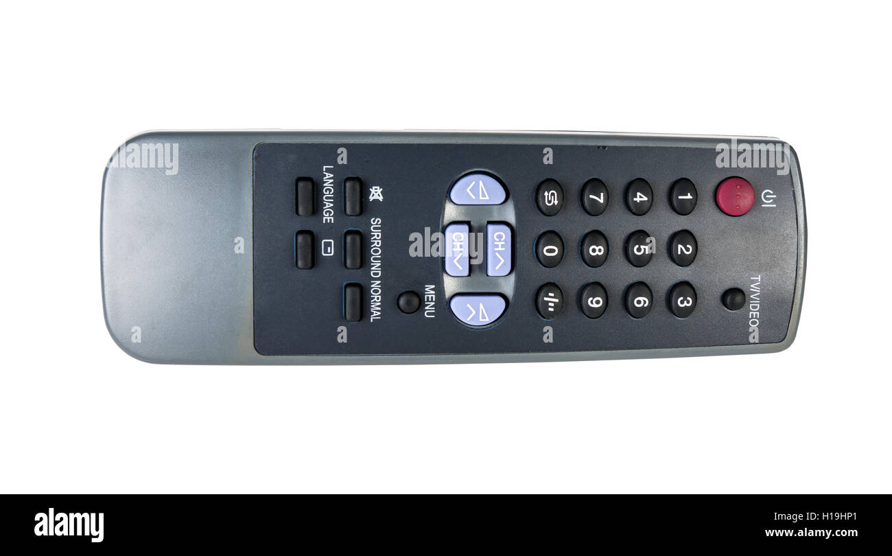 TV remote control isolated on white background Stock Photo - Alamy