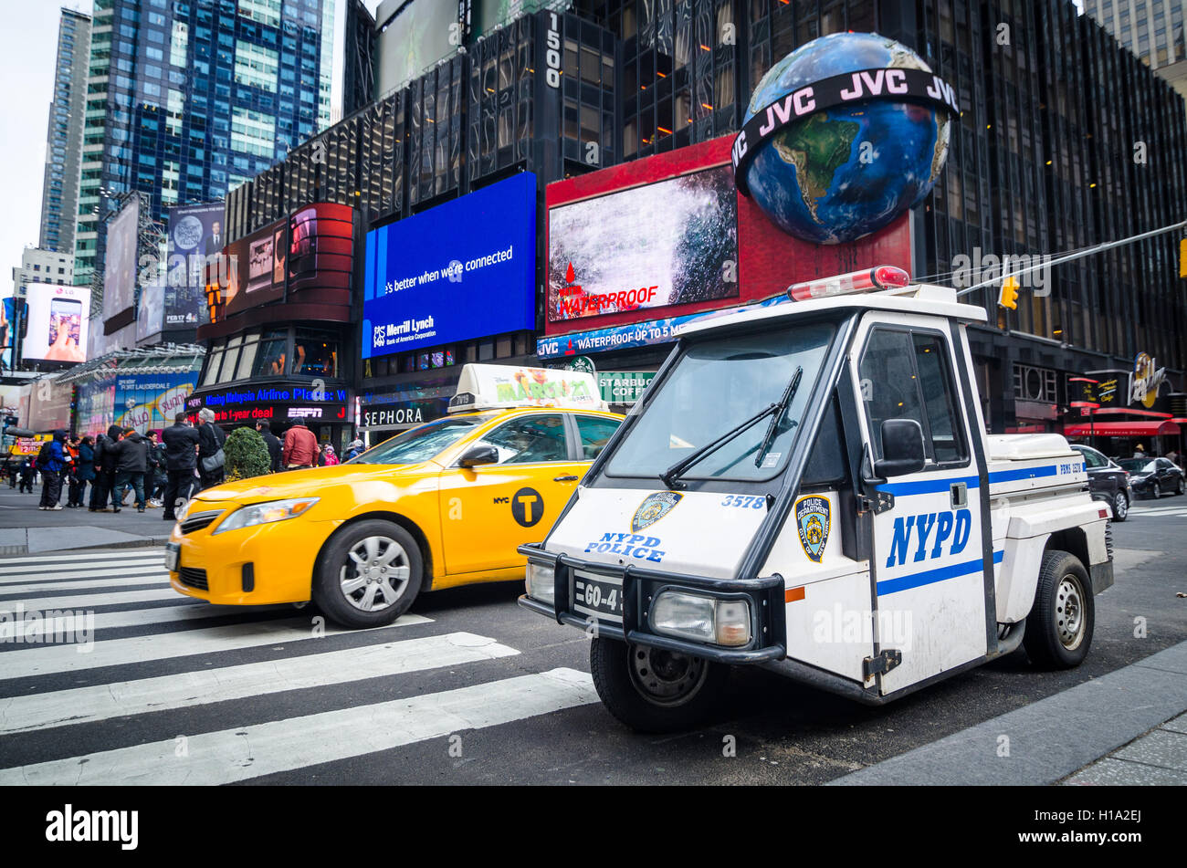 New York Police Department Cars in Times Square, New York Stock Photo ...
