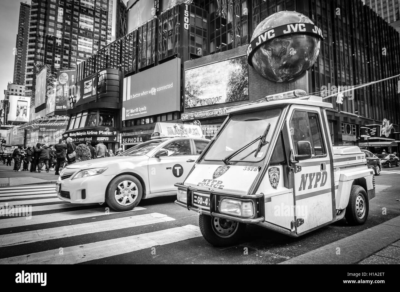 New York Police Department Cars in Times Square, New York Stock Photo ...