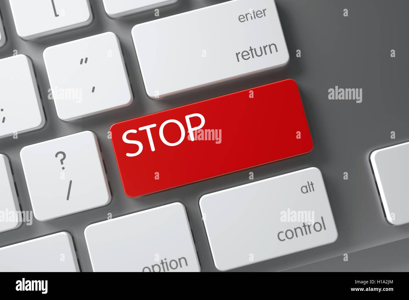 Red Stop Key on Keyboard. 3D Stock Photo - Alamy