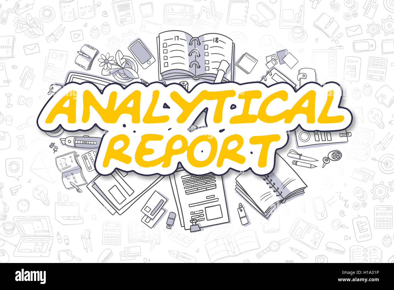 Analytical Report - Cartoon Yellow Word. Business Concept Stock Photo ...