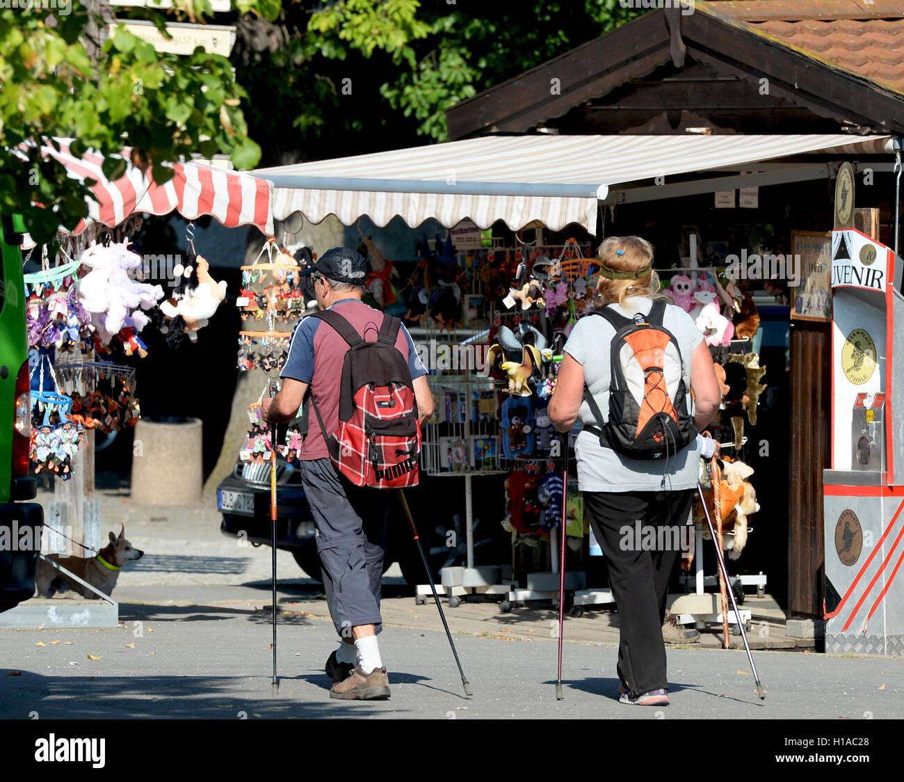 Thale, Germany. 15th Sep, 2016. Hikers and day-trippers walk past ...