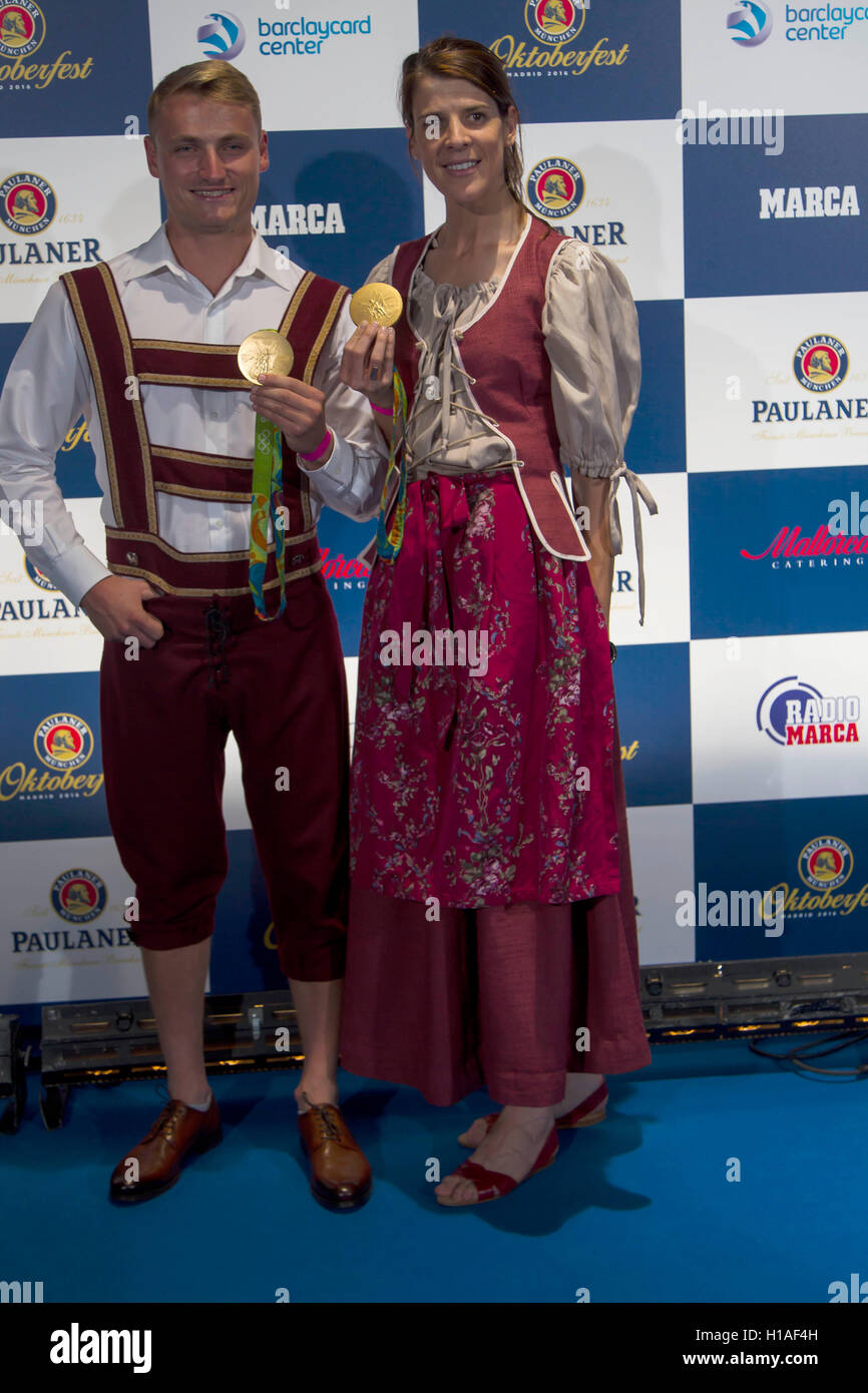 Ruth Beitia ,Macus Walz during inauguration Oktoberfest in Madrid ...