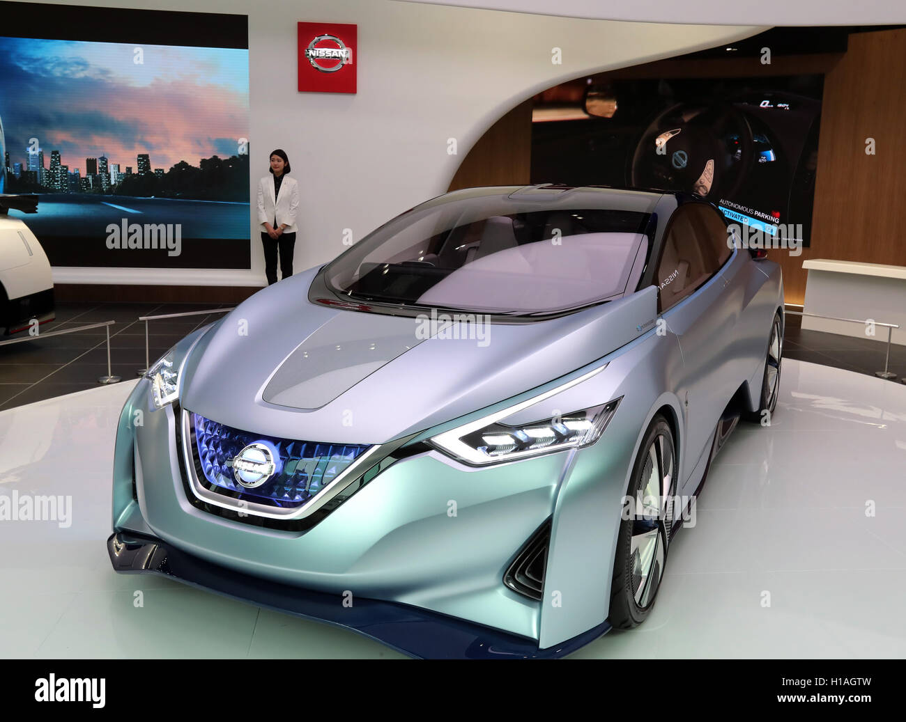 Tokyo, Japan. 23rd Sep, 2016. Japan's automobile giant Nissan displays ...
