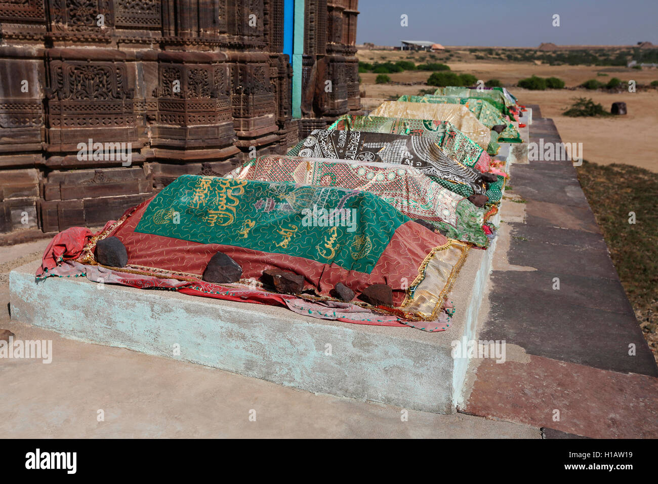 Pir Ghaus Muhammad tomb, graves, Lakhpat fort, Kutch, Gujrat, India ...