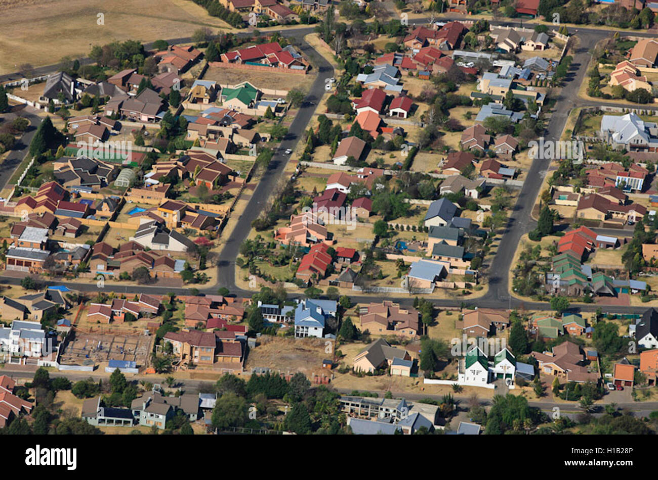 Aerial photograph of residential area in Harrismith, Freestate, South ...