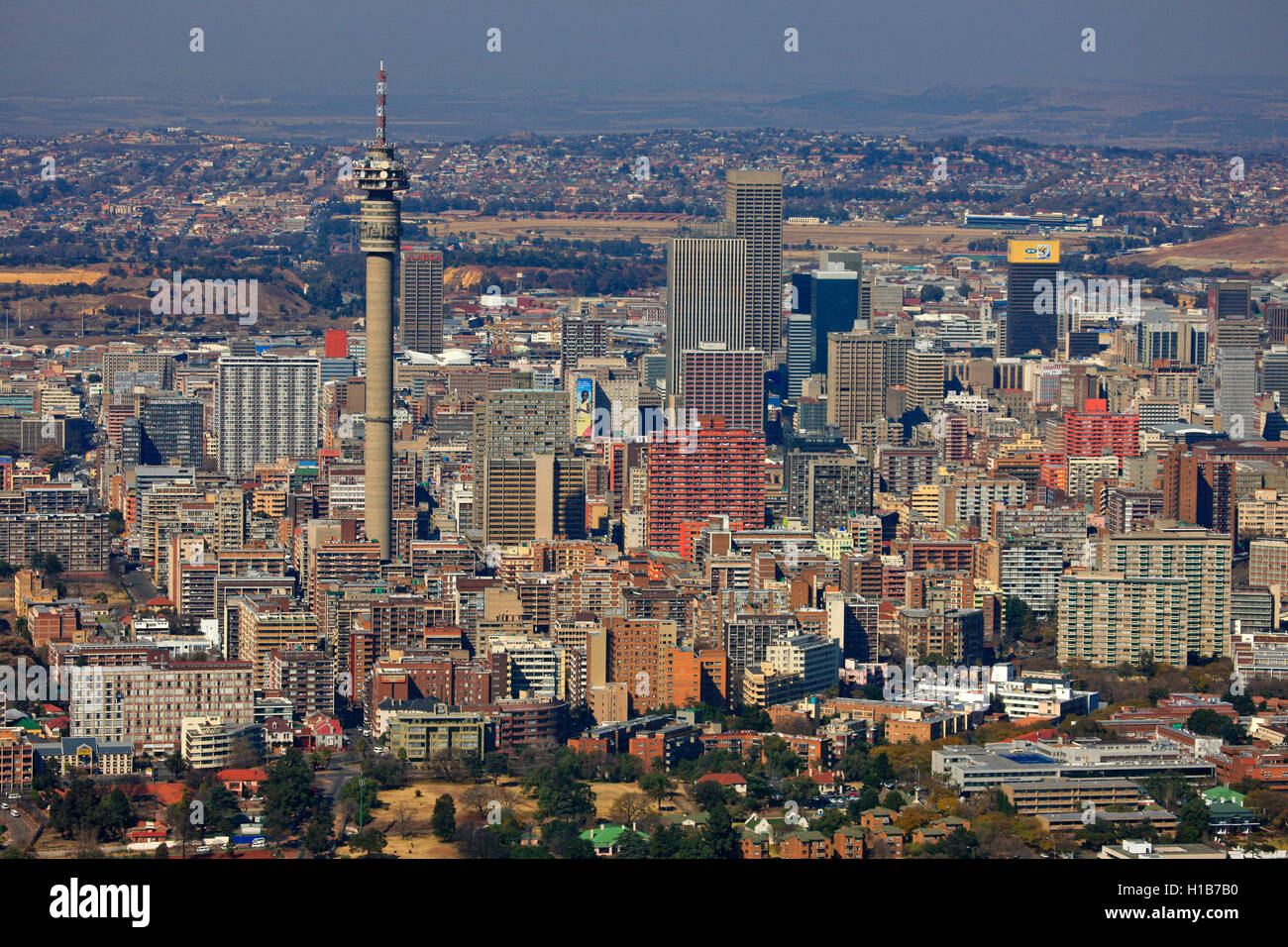 Aerial photograph of the centre of Hillbrow in Johanneburg, Gauteng ...
