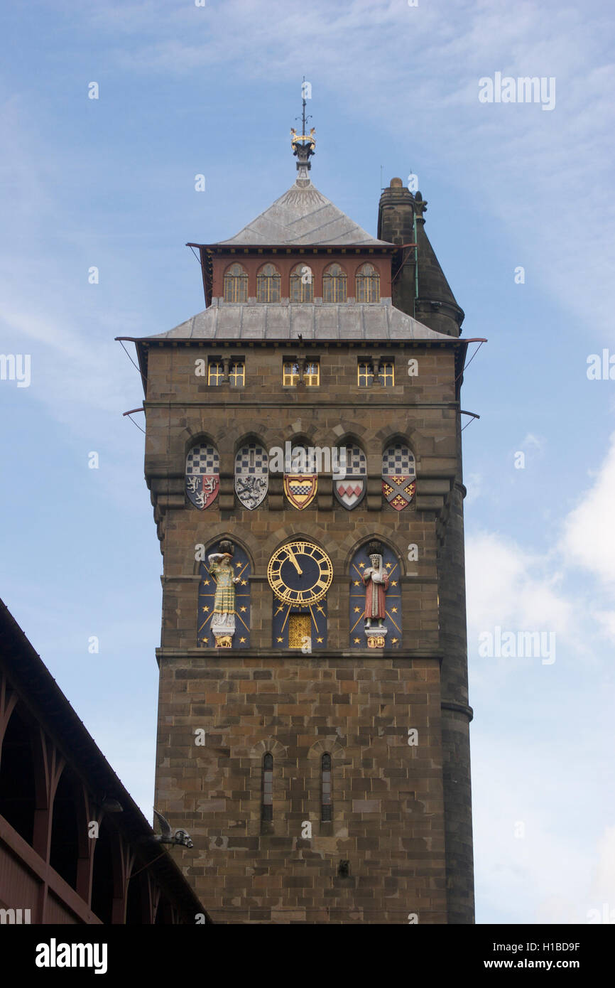Clock tower at Cardiff Castle Stock Photo - Alamy