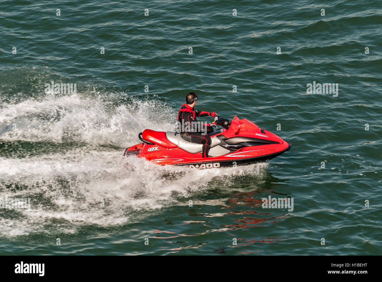 Man on jetski boat. jet ski watersport Stock Photo - Alamy