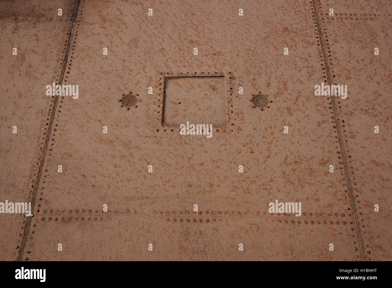 Detail of the metal plates riveted together to make a swimming pool at ...