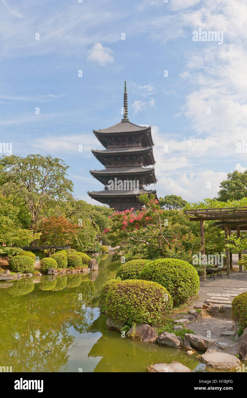 Five-story pagoda (Gojunoto, circa 1644) of Toji Temple in Kyoto. The ...