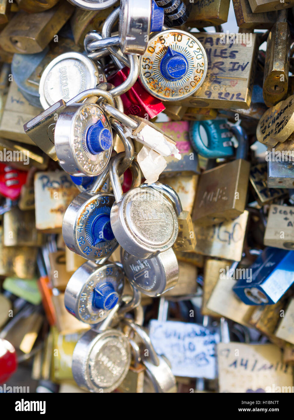 PARIS - December 6: Love Padlocks at Pont de l'Archeveche on December 6 ...