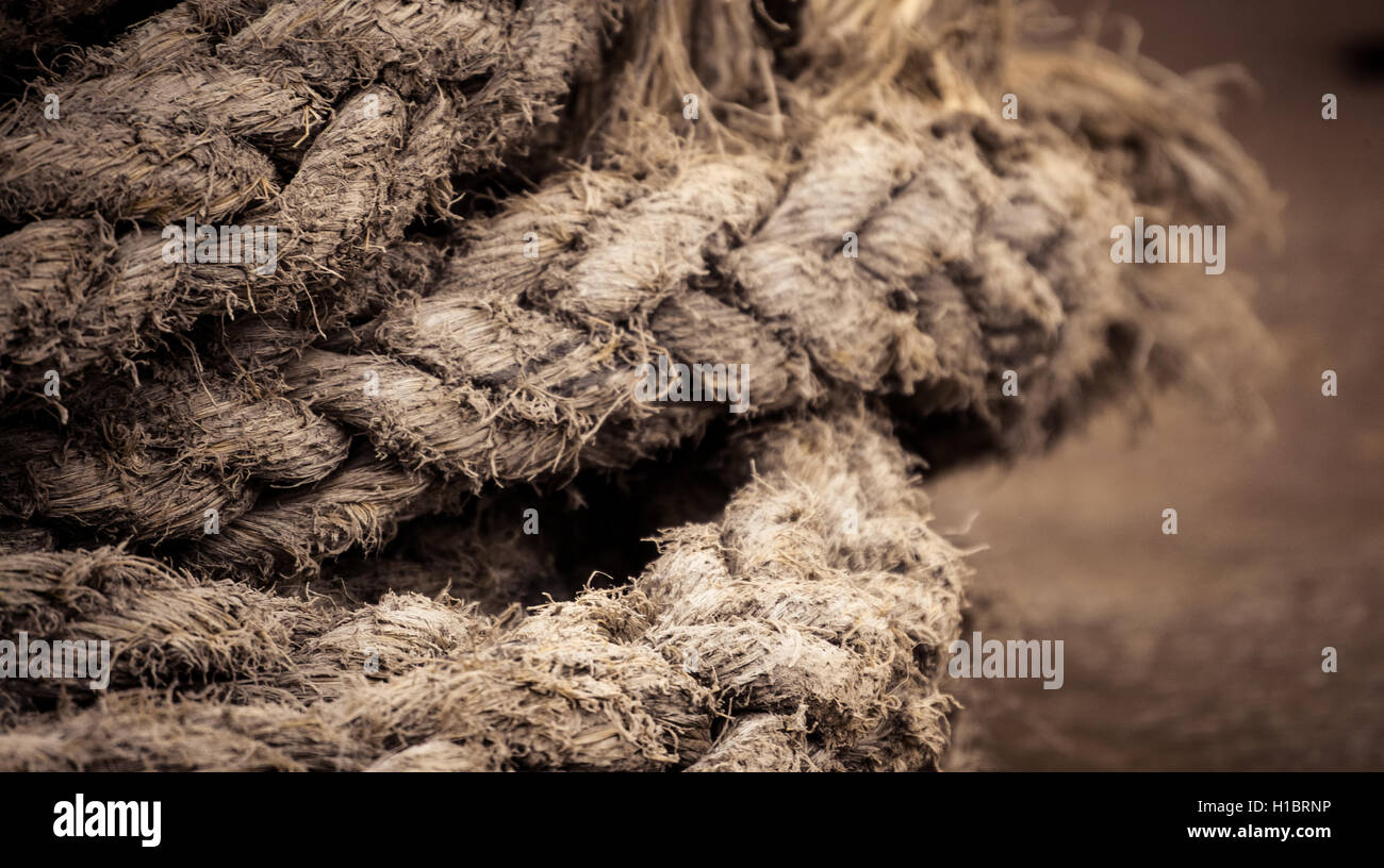 close-up photo of a worn out piece of rope Stock Photo - Alamy