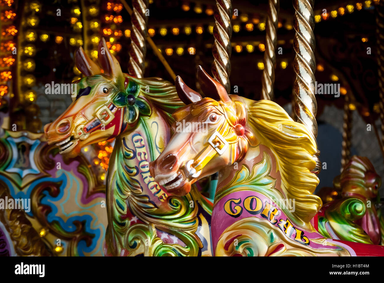 close-up photo of vintage merry-go-round horses Stock Photo - Alamy