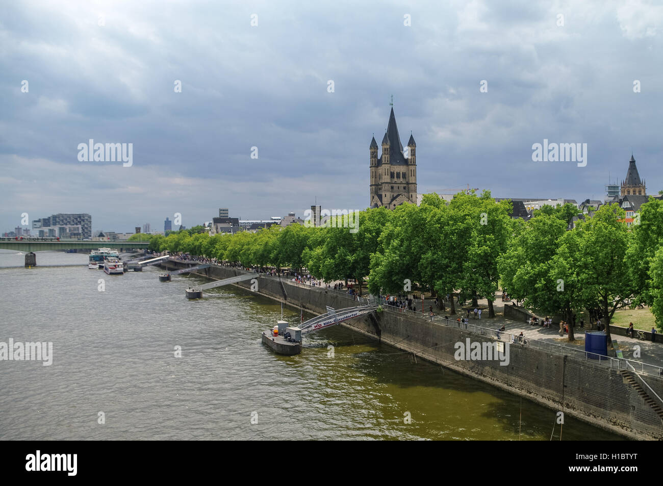 Cologne, Germany - July 10, 2011: Great St. Martin Church and River ...