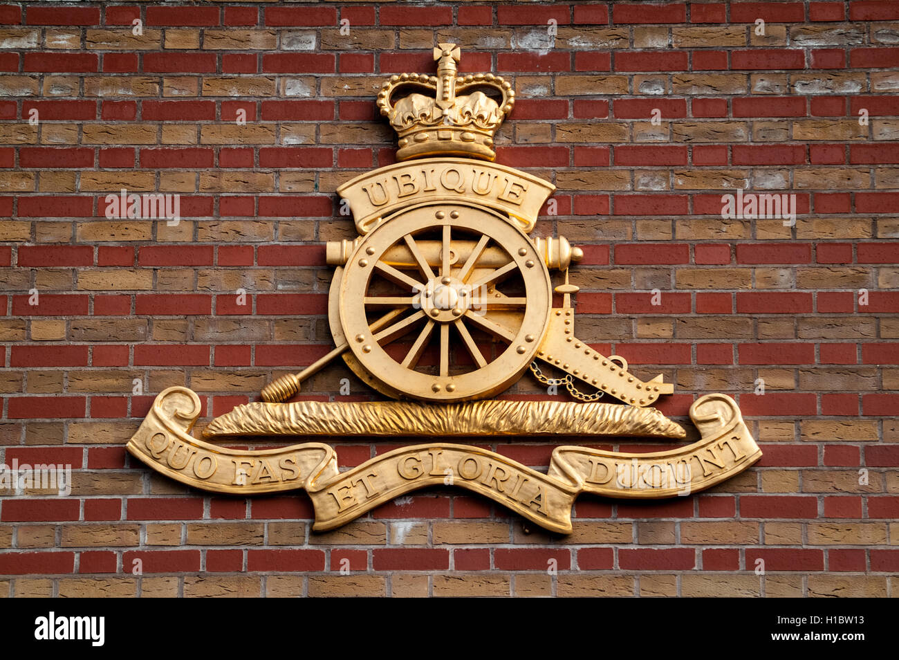 LONDON, UK – SEPTEMBER 7TH, 2014: the UK Royal Artillery logo on the ...